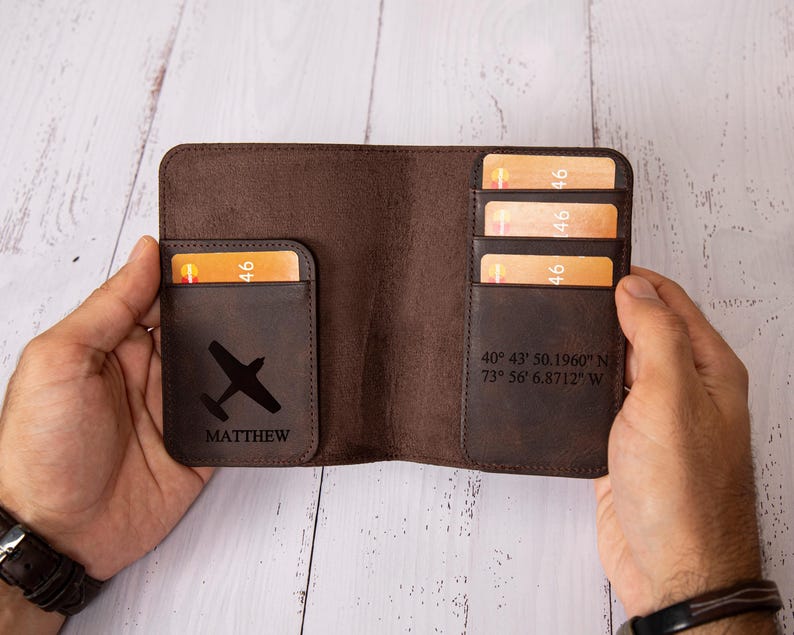 Personalized Leather Aviation Passport Holder: Pilot Gift and Travel ...