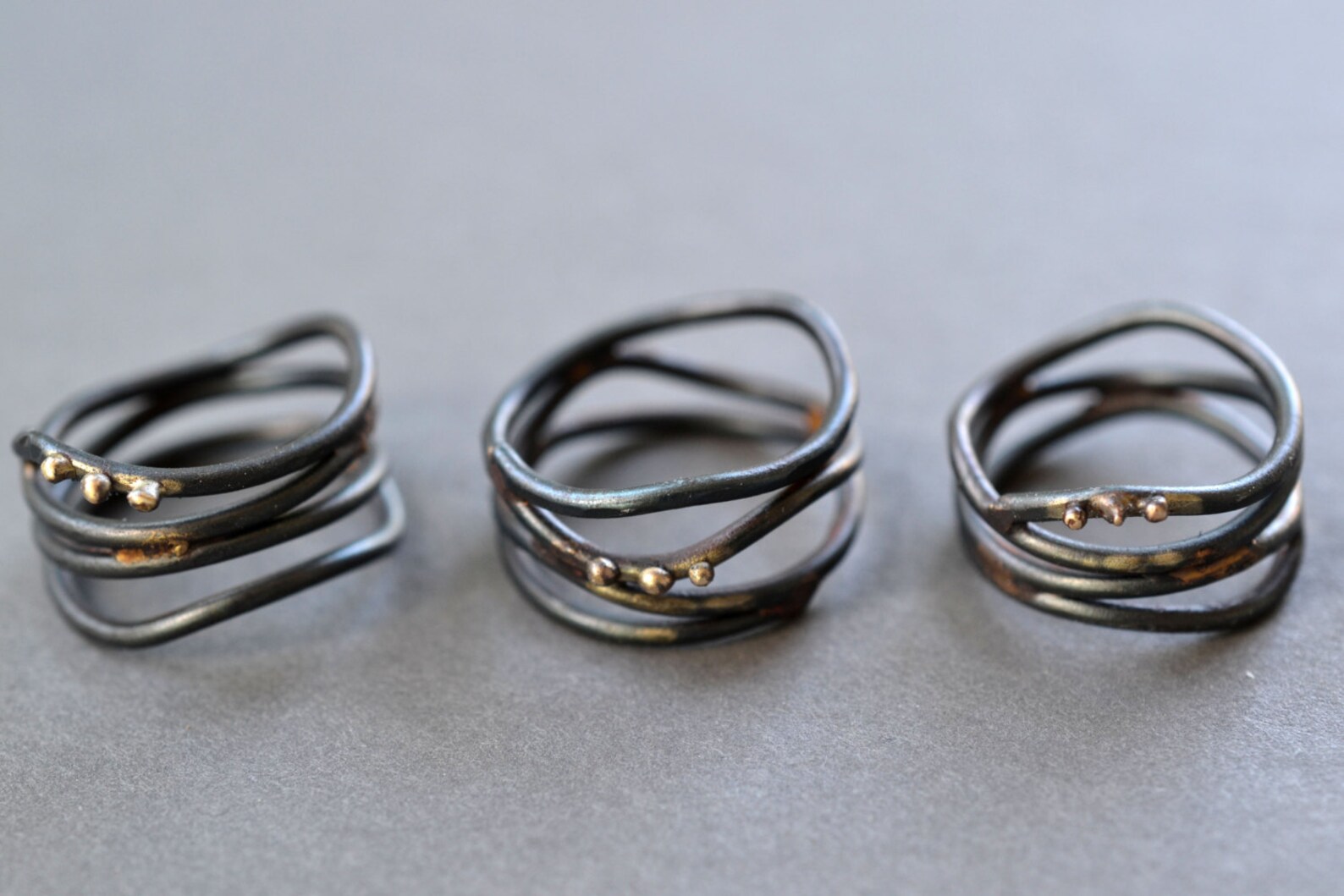 Linear Wrap Around Ring hand forged blackened steel and | Etsy