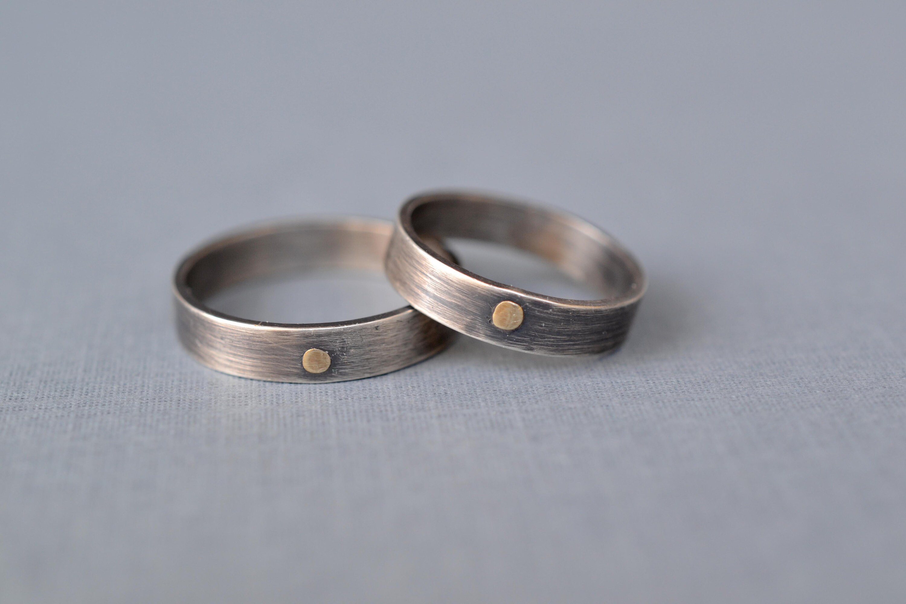 Gold Rivet Oxidized Silver Ring unique mens ring minimalist | Etsy