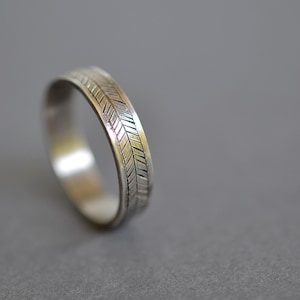 Hand Engraved Chevron Pattern Silver Wedding Ring- 4mm Wide Engraved ...