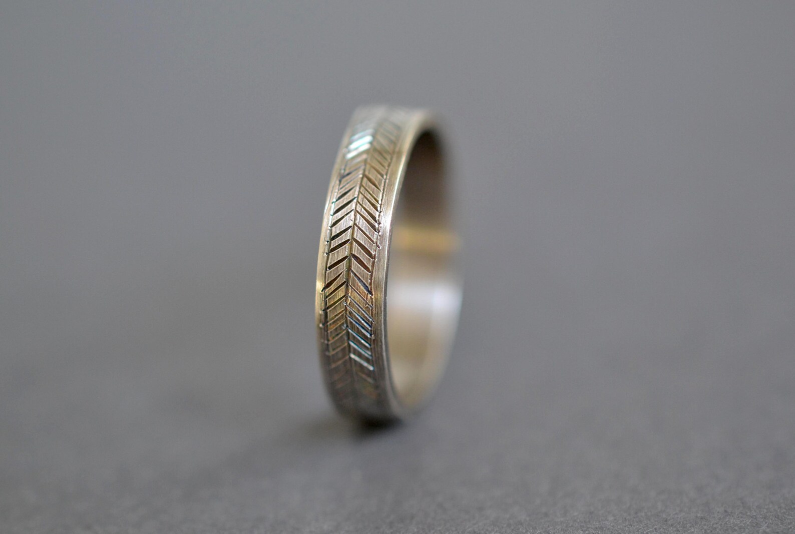 Hand Engraved Chevron Pattern Silver Wedding Ring 4mm Wide - Etsy