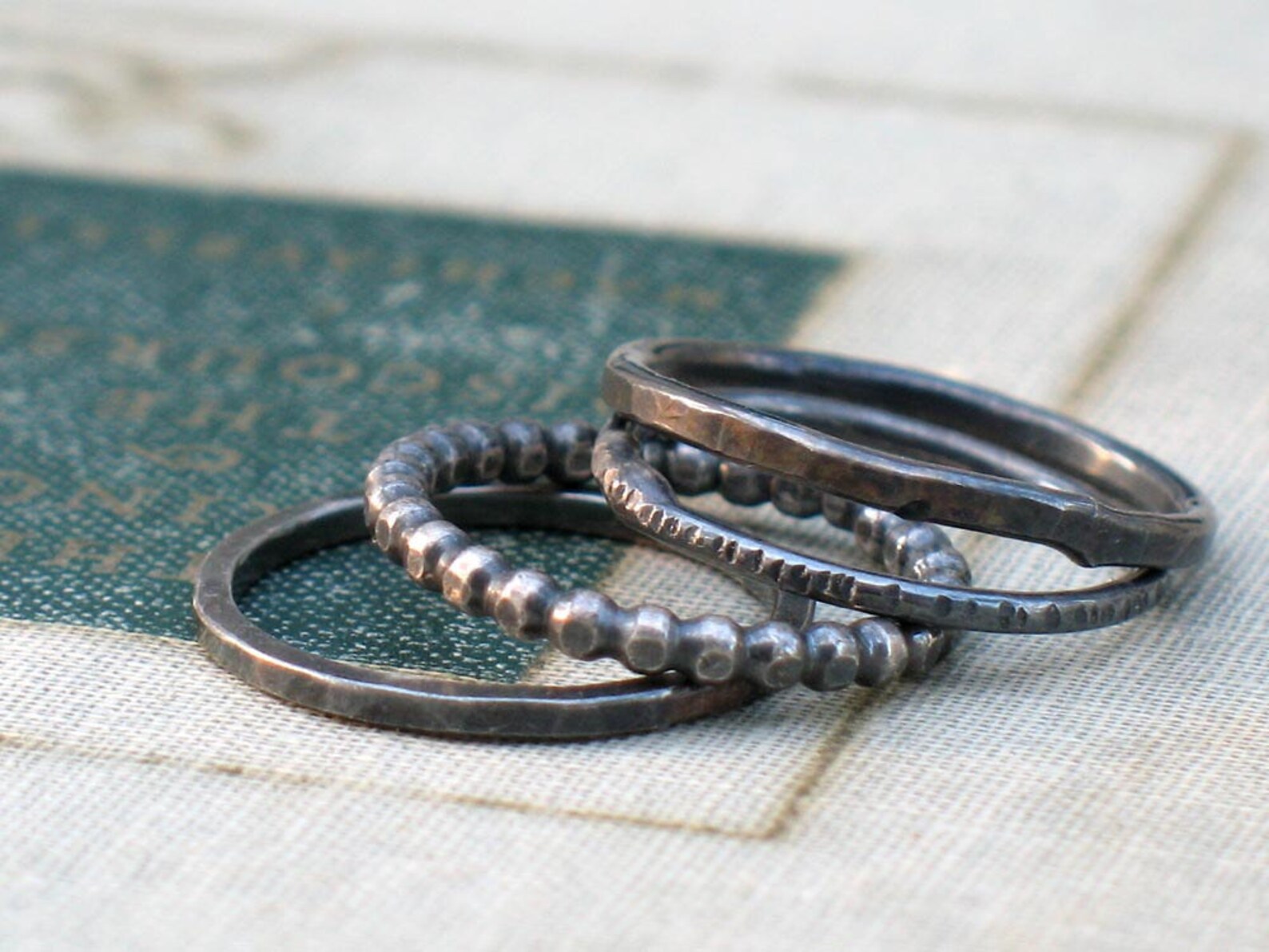 Silver Stacking Rings Set of 4 Thin Silver Ring Set, Dainty Ring Set ...