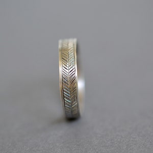 Hand Engraved Chevron Pattern Silver Wedding Ring- 4mm Wide Engraved ...
