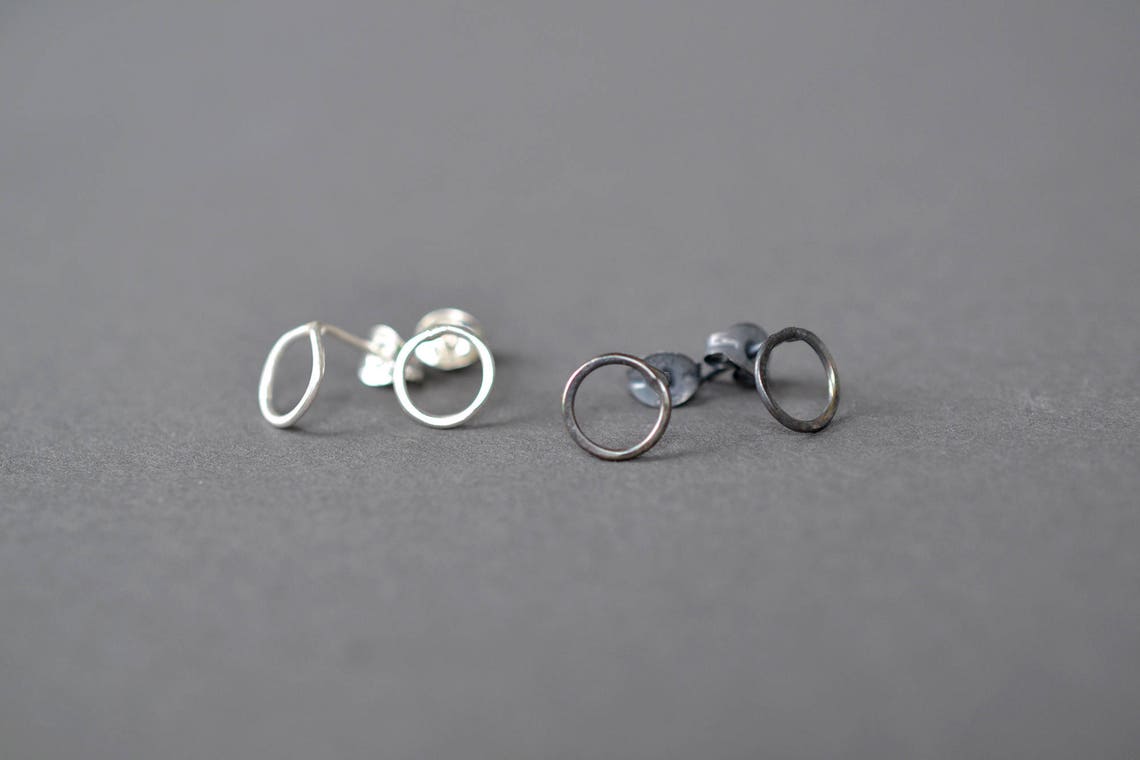 Tiny Circle Studs Open Circle Studs Circle Post Earrings - Etsy