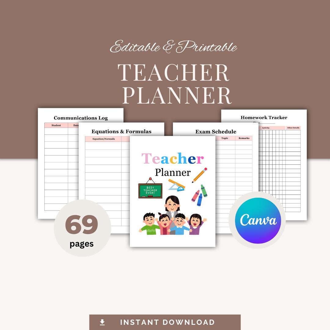 Teacher Planner Personalize Teaching Journey Teacher Planner Printable ...