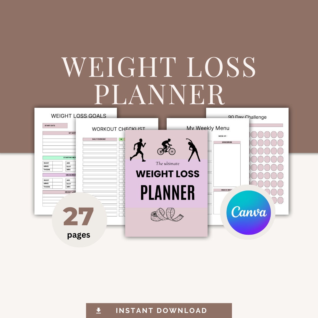 Weight Loss Planner Printable Digital Weight Loss Journal Weight Loss ...