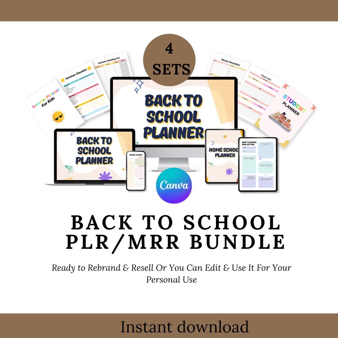 PLR Back to School Planners and Checklists PLR & MRR Back to School ...