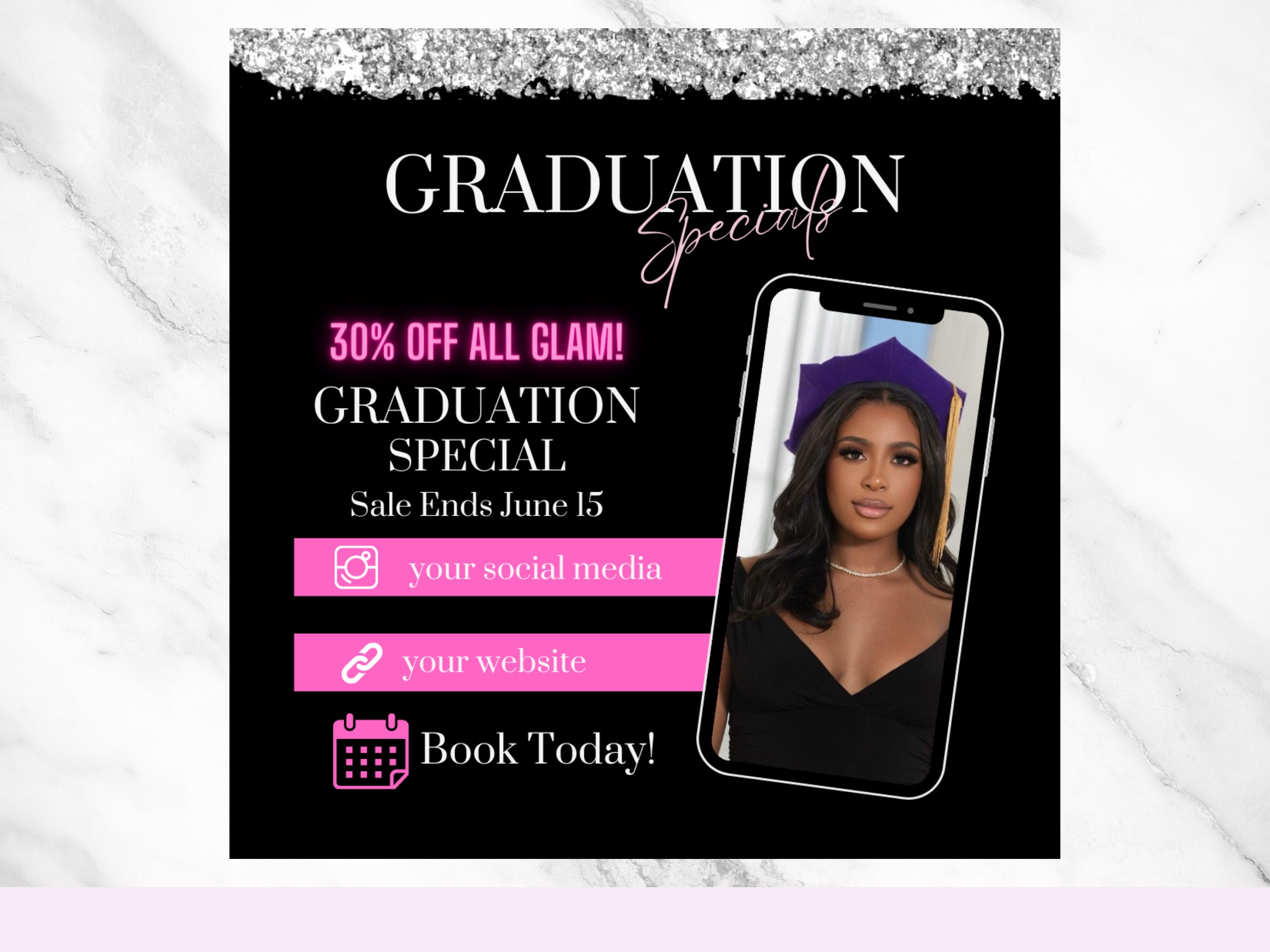 Graduation Booking Flyer, Graduation Specials Flyer, Makeup, Hair ...