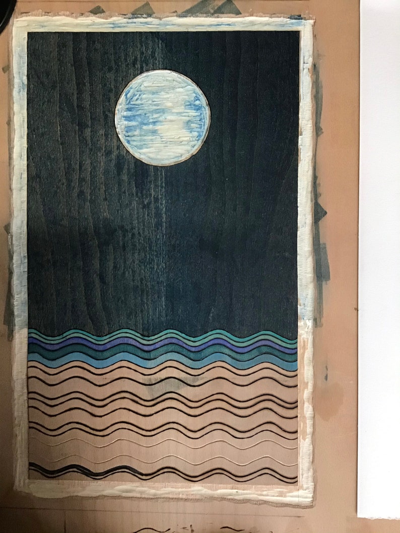 Original Woodblock Print White Line Woodblock Print - Etsy