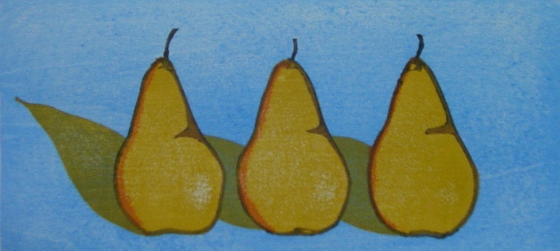 Three Pears Original Woodblock Print - Etsy