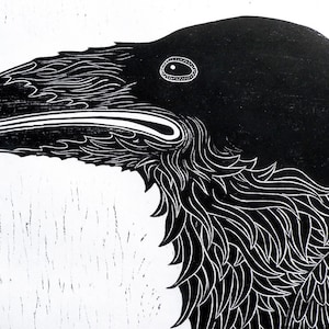 Raven Woodblock Print 10.5 X 15 Inches - Etsy