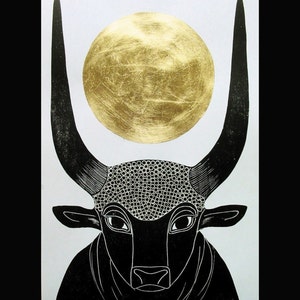 Ox Hand Pulled Woodblock Print Year of the Ox - Etsy