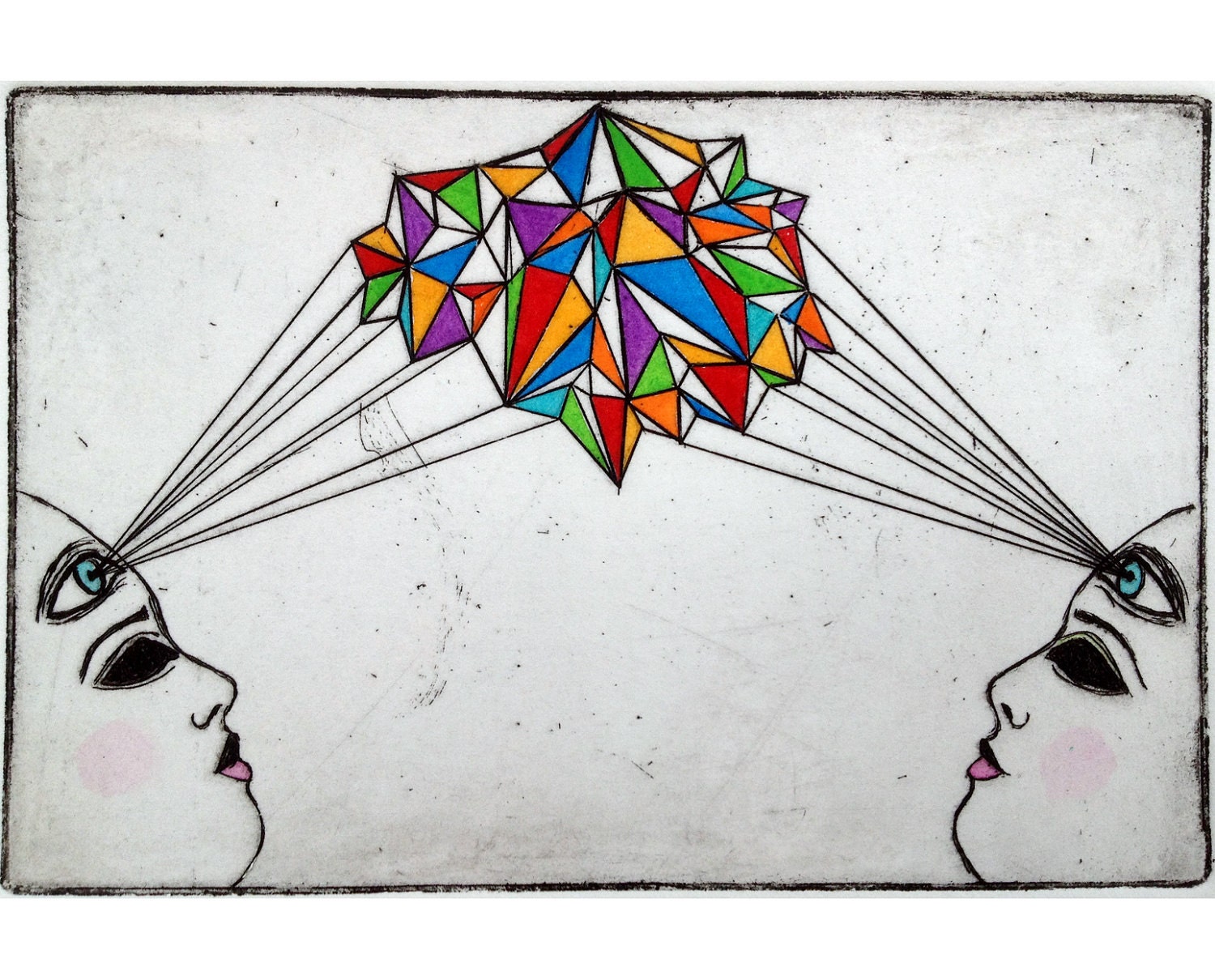 Etching Original Hand-pulled Print With Watercolor - Etsy