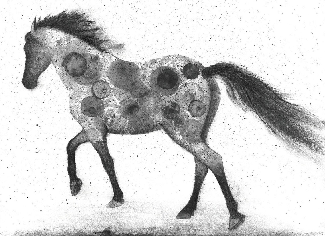 Horse Print of My Original Ink Painting, Animal Painting, Ink Bubble - Etsy