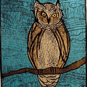 Great Horned Owl Woodblock Print, Original Signed Wall Art - Etsy