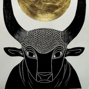 Ox Hand Pulled Woodblock Print Year of the Ox - Etsy
