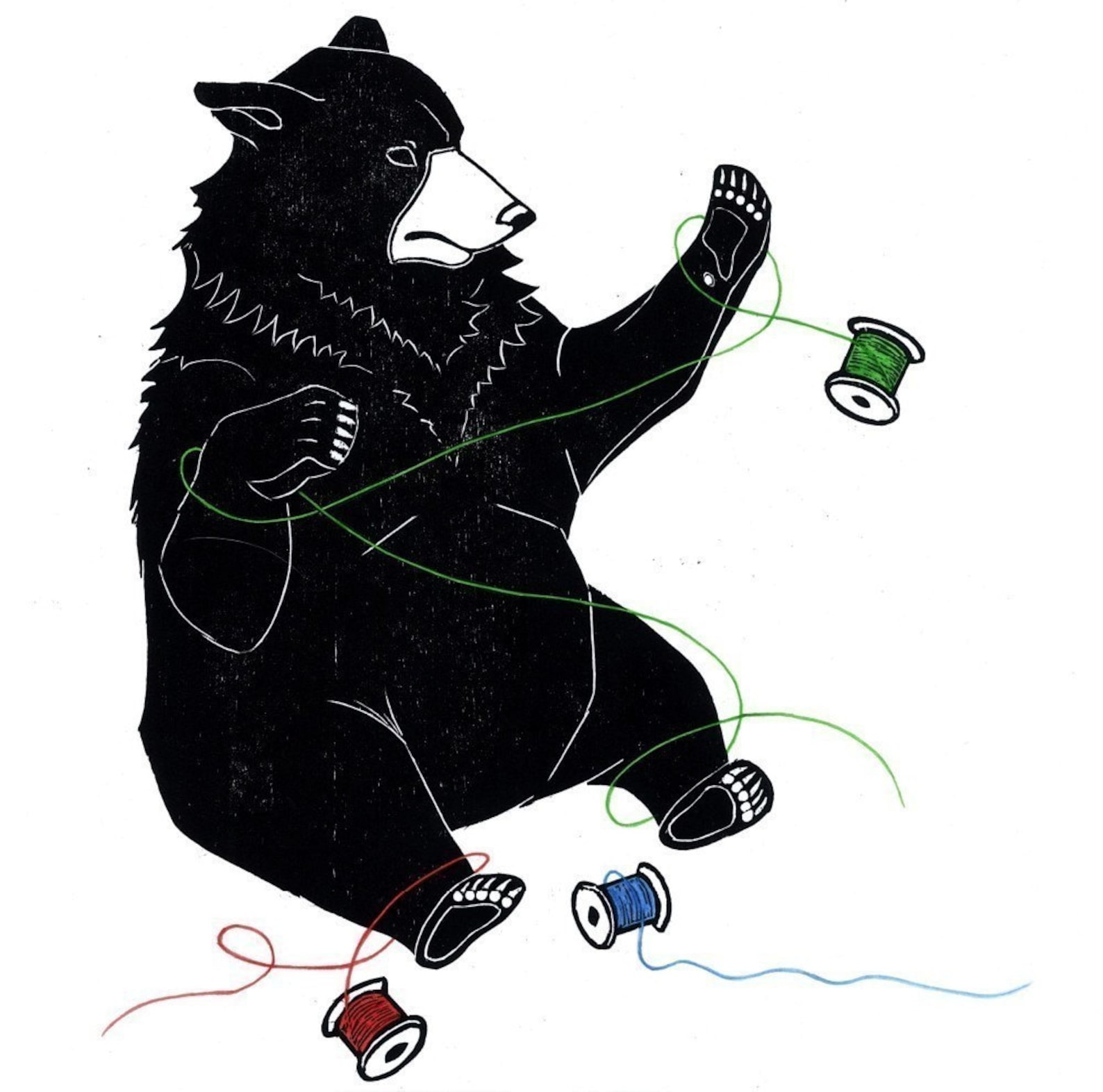 Threadbear original Woodblock Print - Etsy