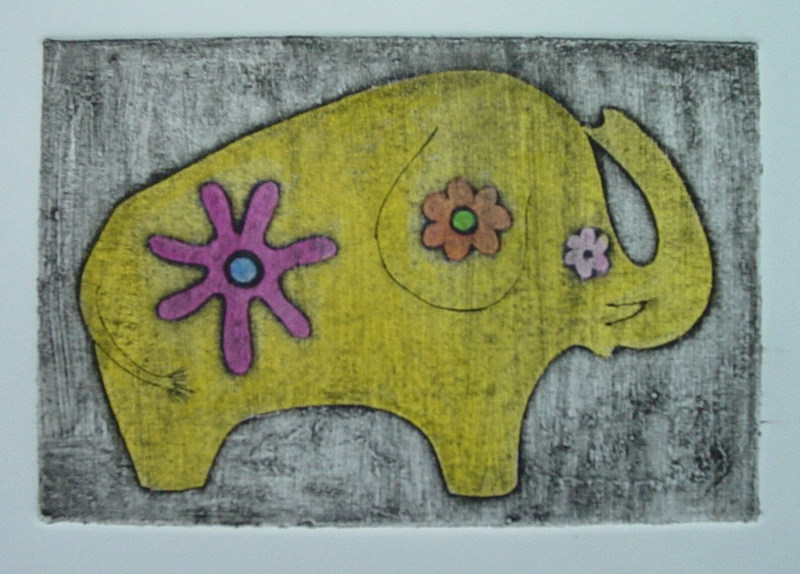 Elephant Etching (original Collagraph Print) - Etsy