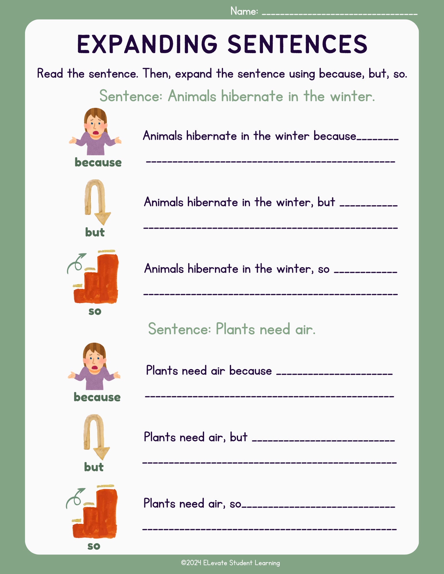 Expanding Sentences BUNDLE | the Writing Revolution | Because but so ...