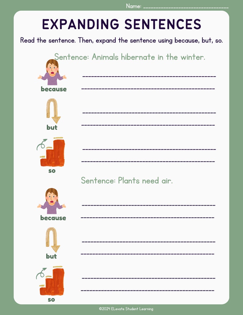 Expanding Sentences BUNDLE | the Writing Revolution | Because but so ...