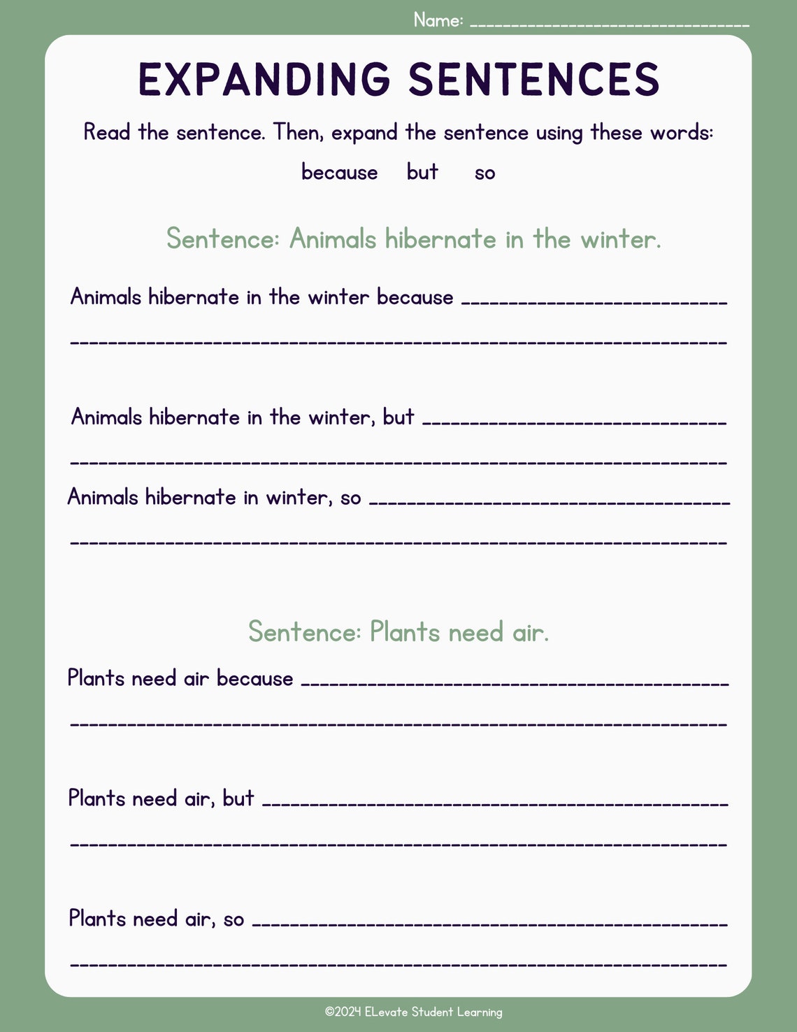 Expanding Sentences BUNDLE | the Writing Revolution | Because but so ...