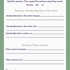 Expanding Sentences BUNDLE | the Writing Revolution | Because but so ...