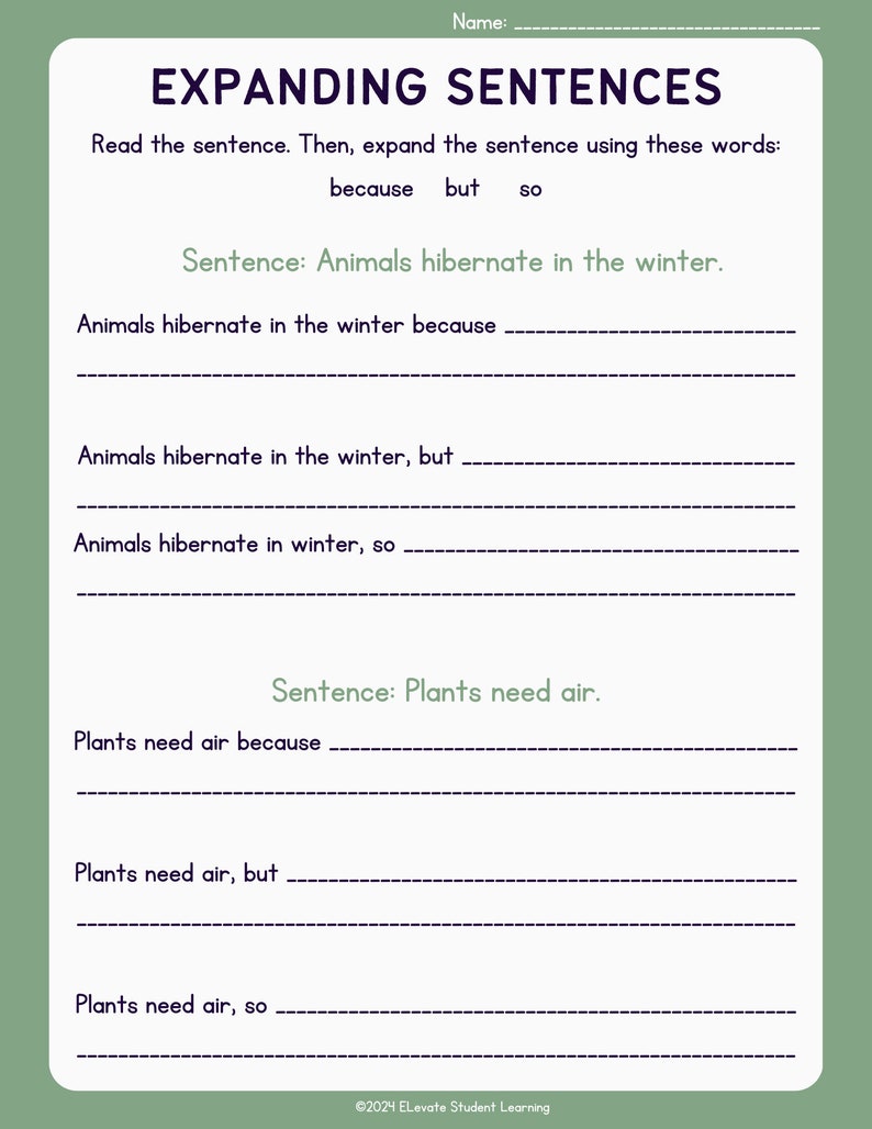 Expanding Sentences BUNDLE | the Writing Revolution | Because but so ...