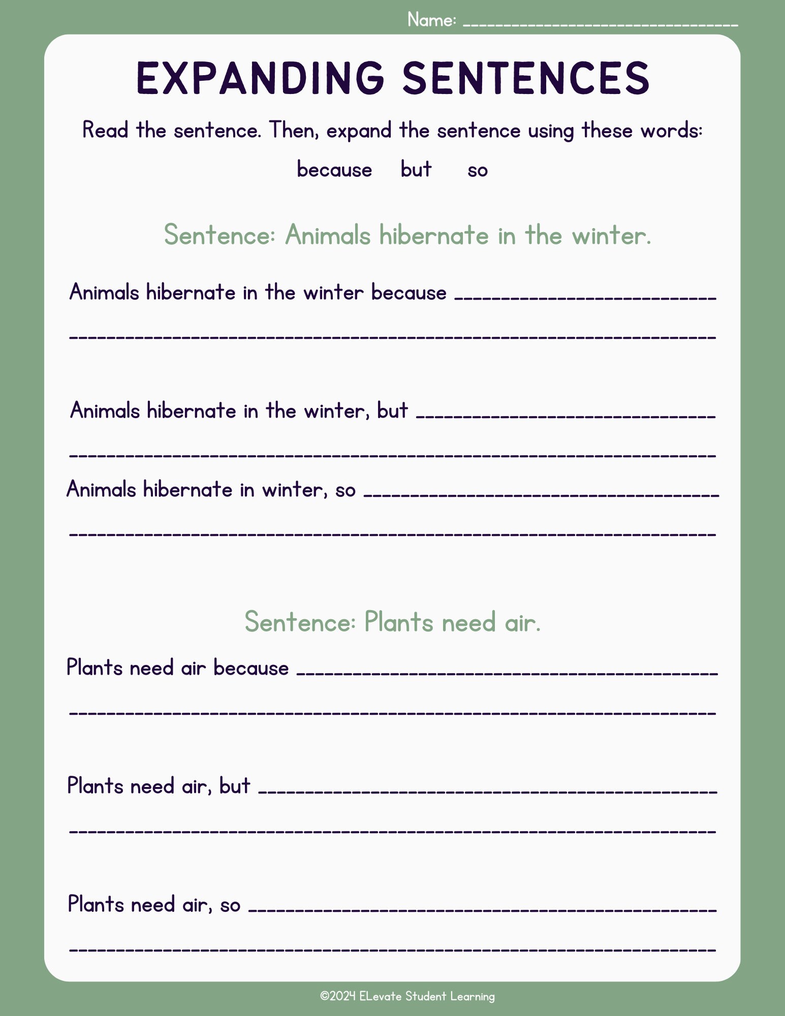 Expanding Sentences BUNDLE | the Writing Revolution | Because but so ...