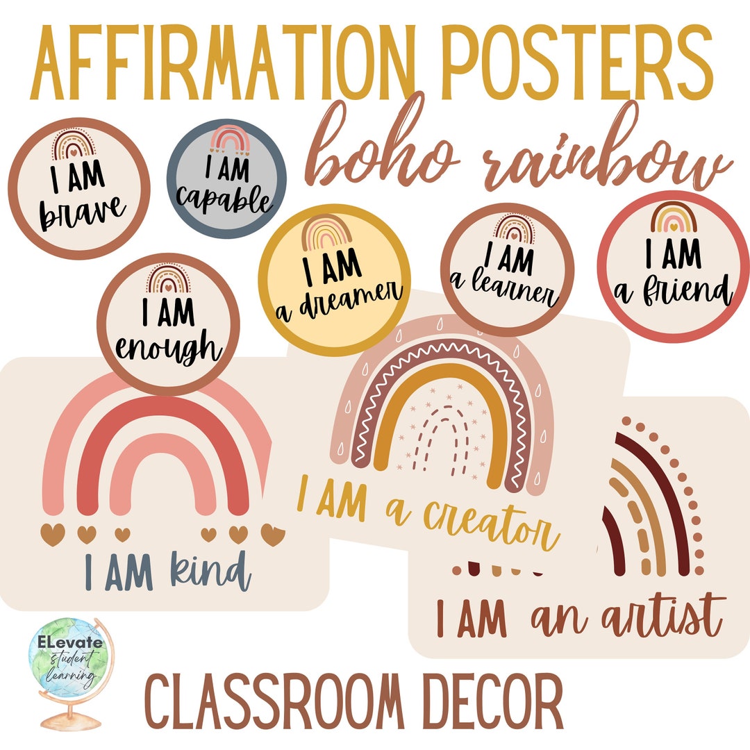 Boho Rainbow Affirmation Posters | Social Emotional Learning ...