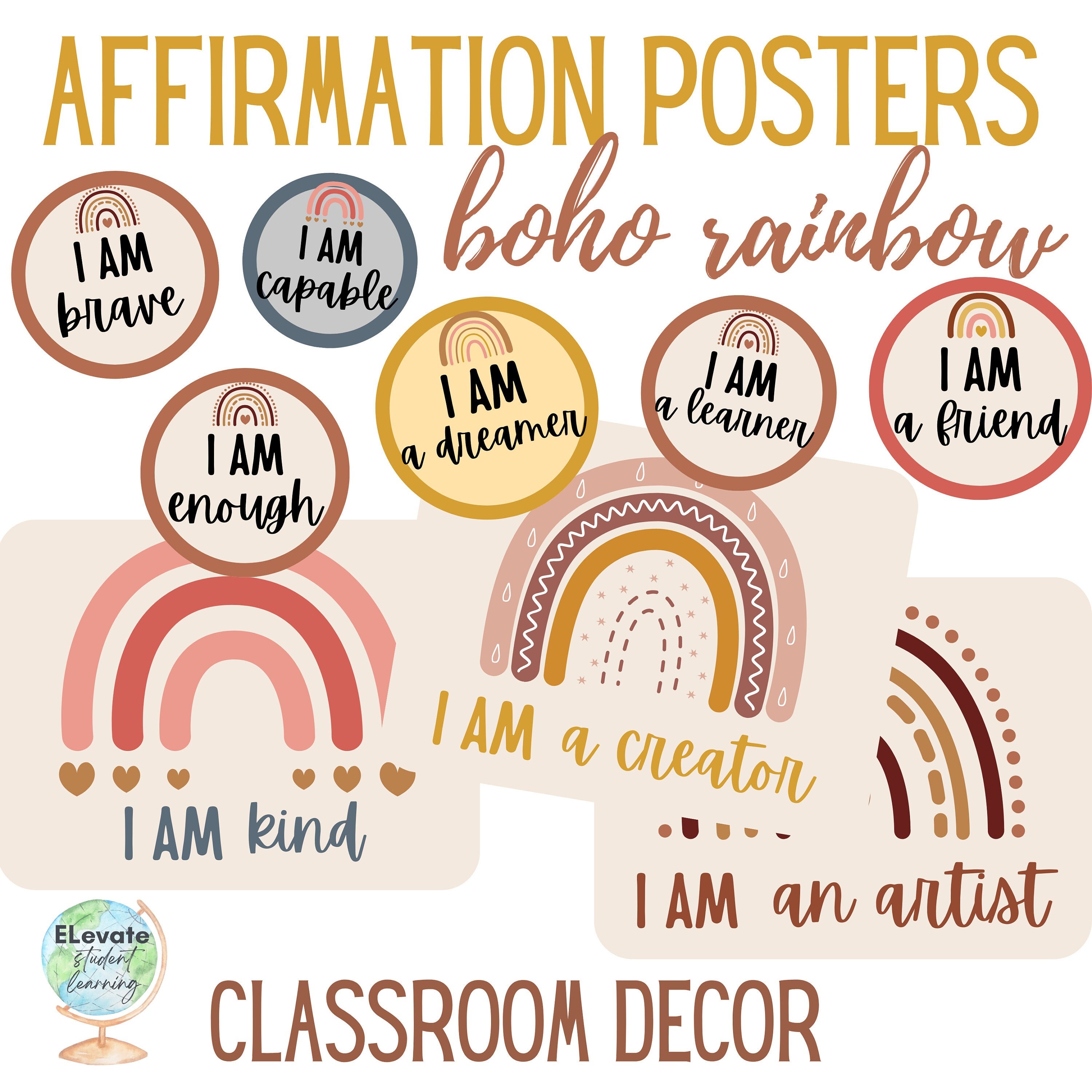 Boho Rainbow Affirmation Posters | Social Emotional Learning ...