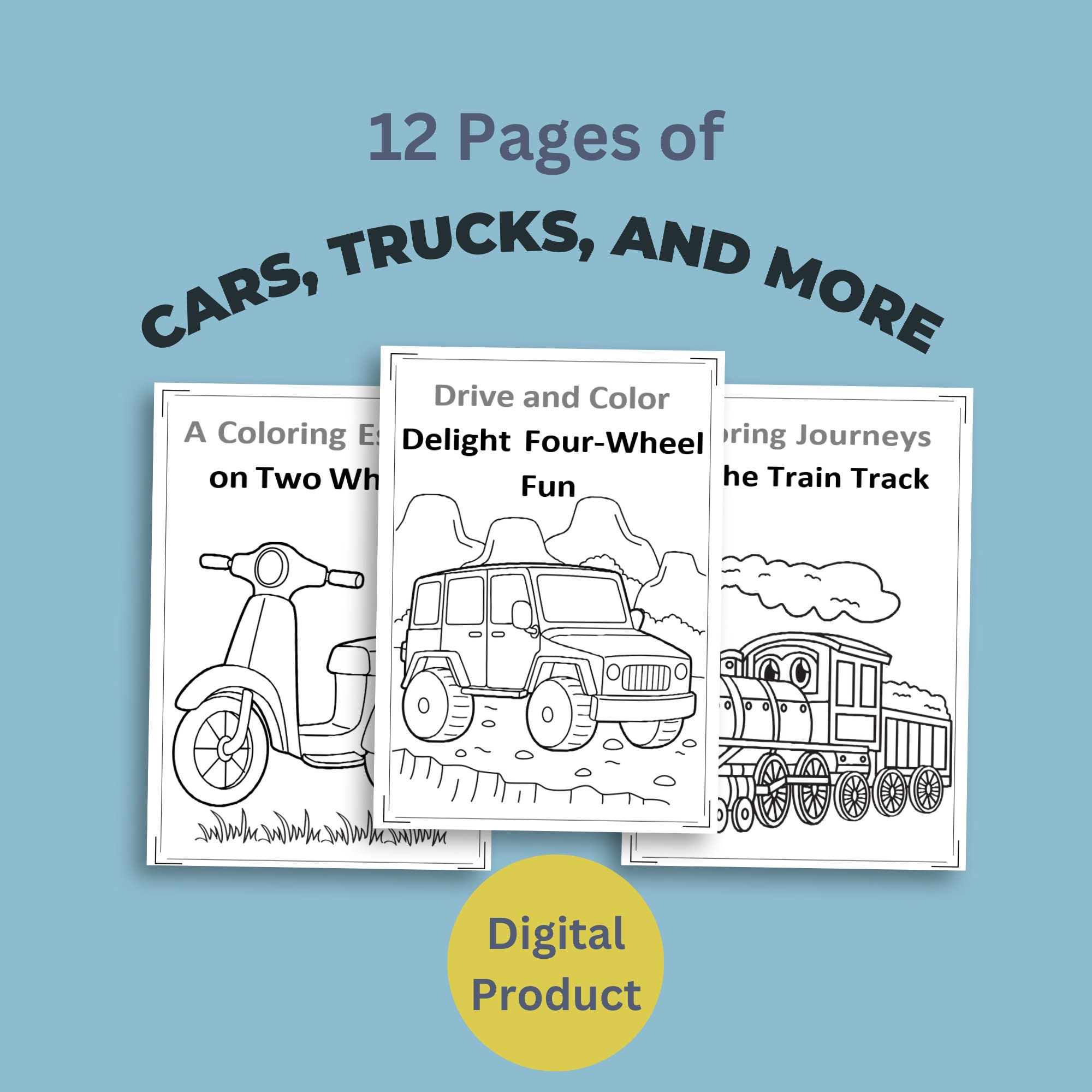 Children Busy Book Coloring Pages Kids Cars Trucks Train Transportation ...