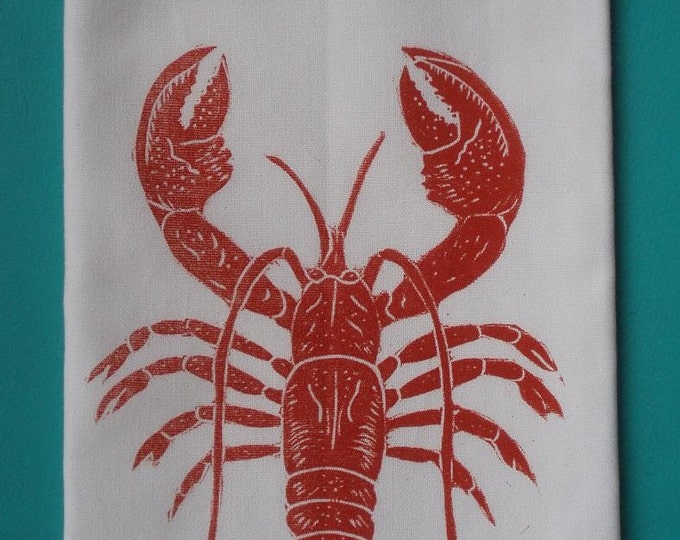 Lobster Block Print Towel - Etsy