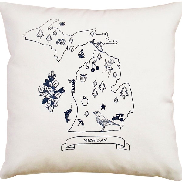 Michigan Pillow - Etsy