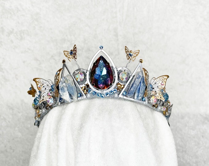 Cinderella Inspired Crown - Silver With Kyanite, Gems and Butterflies ...