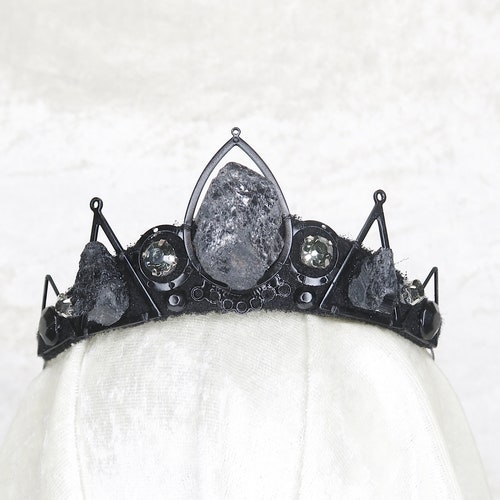 Eclipse Black Crown With Gray Gemstone by Loschy Designs - Etsy