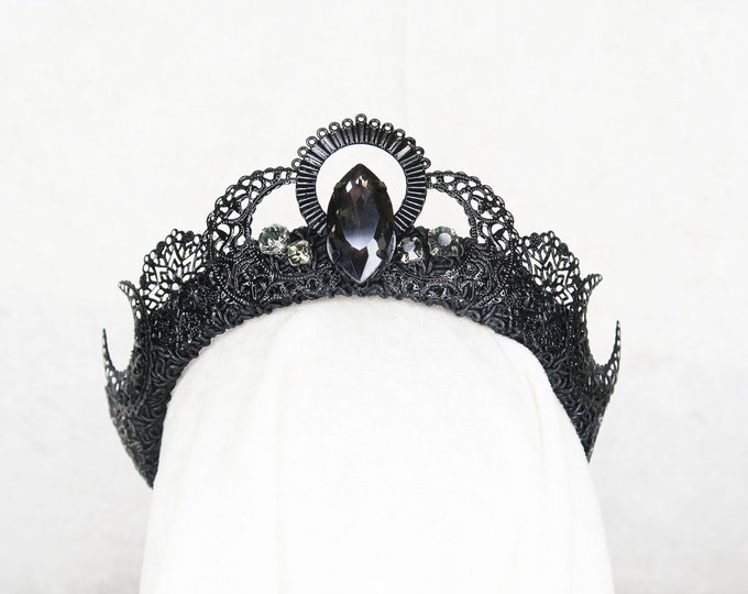 Eclipse Black Crown With Gray Gemstone by Loschy Designs MADE TO ORDER ...