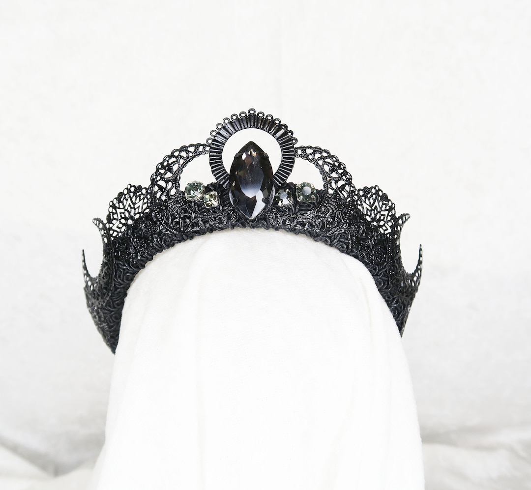 Eclipse - Black Crown With Gray Gemstone - by Loschy Designs - MADE TO ...