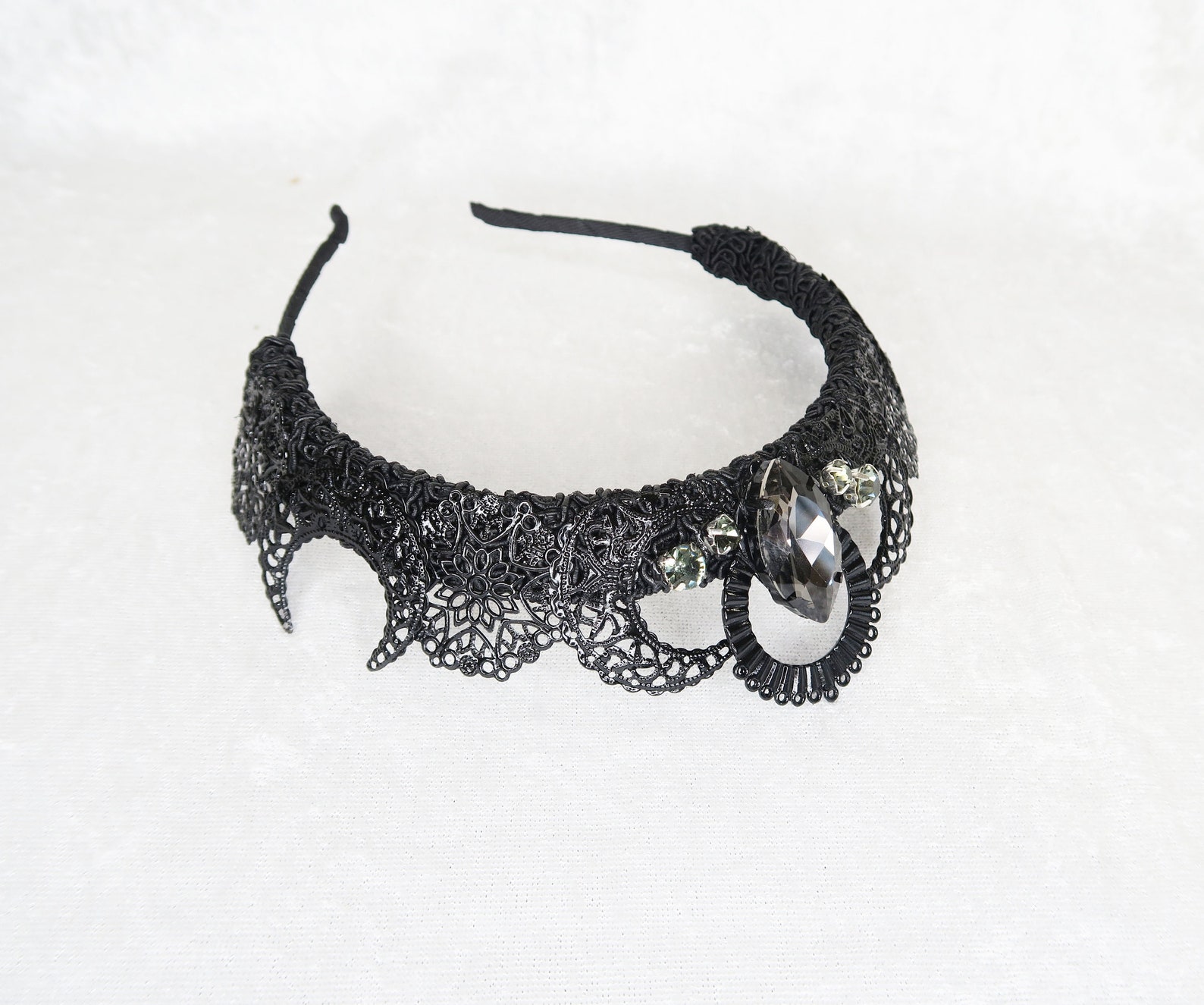 Eclipse Black Crown With Gray Gemstone by Loschy Designs - Etsy