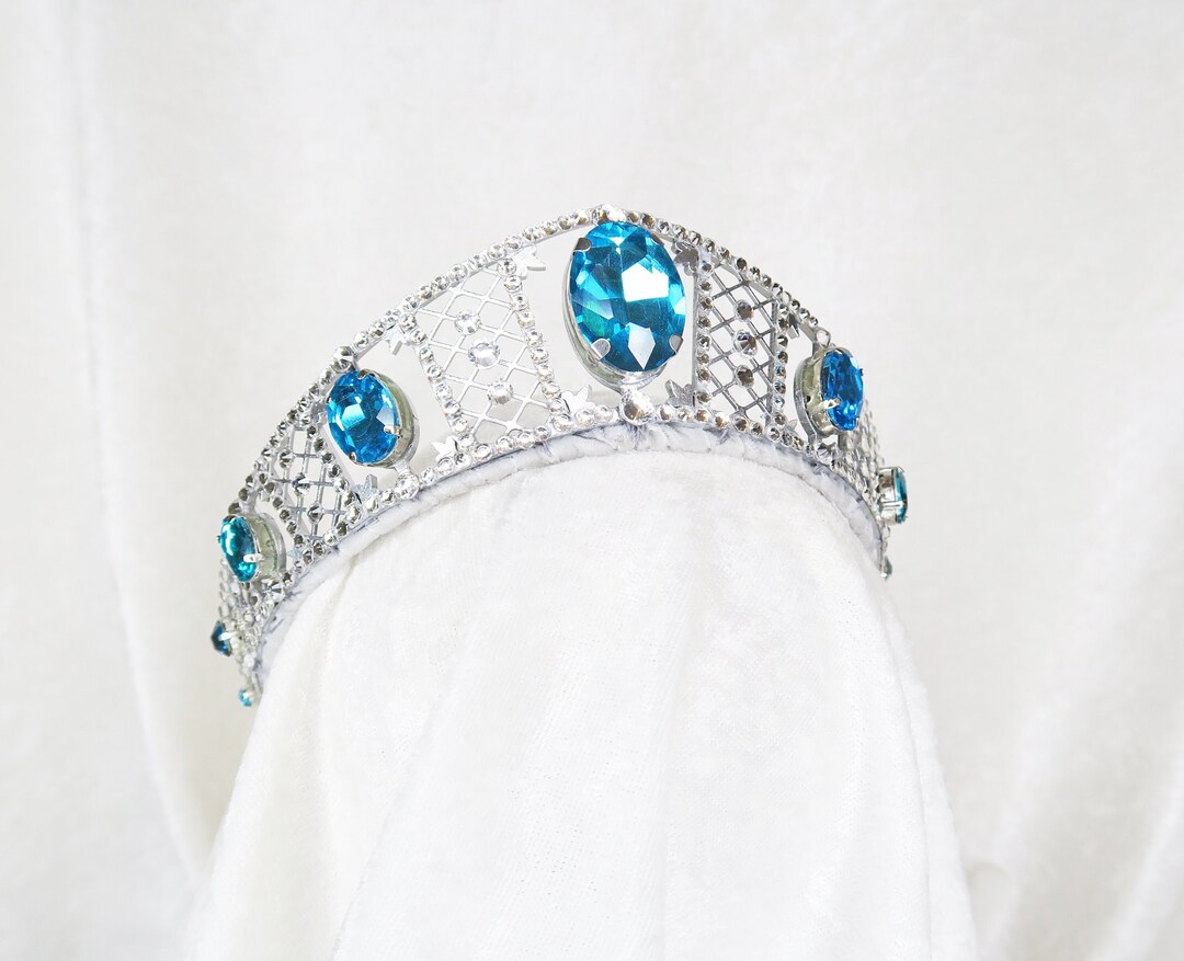 Swedish Aquamarine Inspired Kokoshnik Tiara - Faux Diamond Rhinestones ...