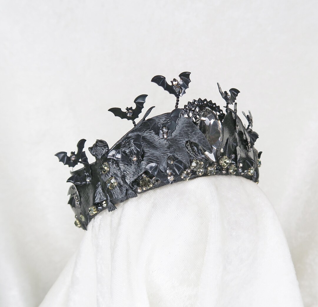Black Bat Crown Gray Gemstones and Fluttering Bats READY TO SHIP - Etsy