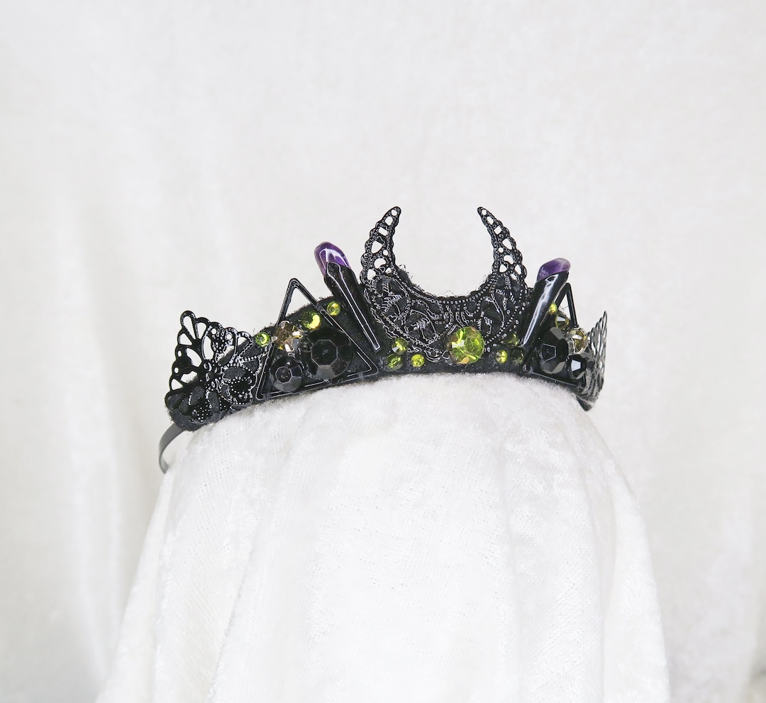 Maleficent Inspired Small Tiara - Black Tiara With Amethyst - Made to ...
