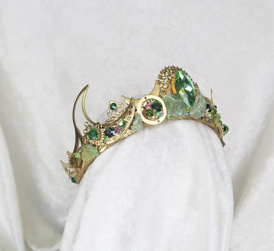 Taurus Celestial Crown - Gold With Raw Chrysoprase and Gemstones - by ...