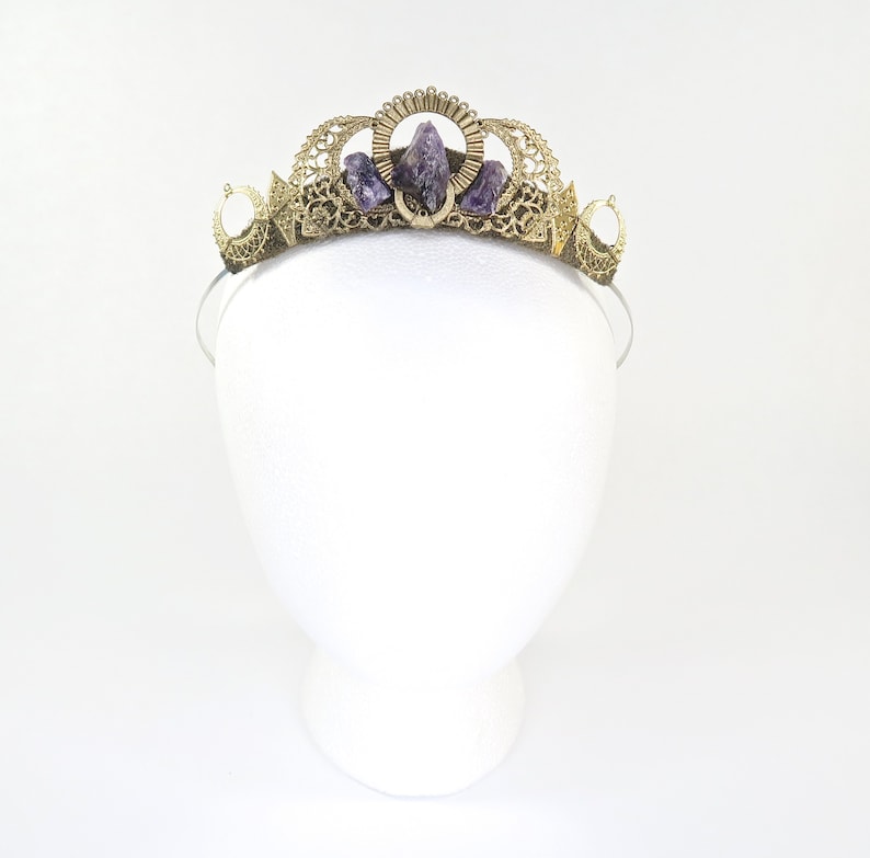 Luna Gold Tiara With Raw Amethyst by Loschy Designs MADE | Etsy