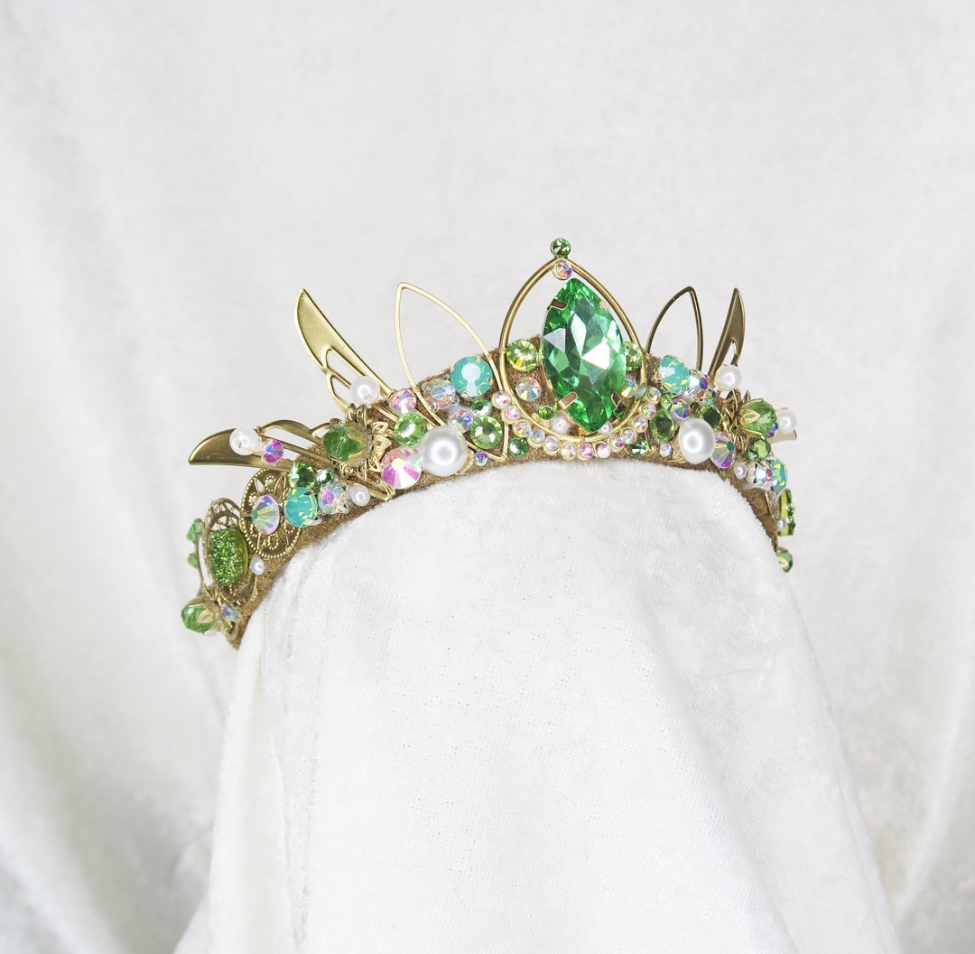 Tinkerbell Inspired Crown - Gold With Faux Pearls and Rhinestones ...