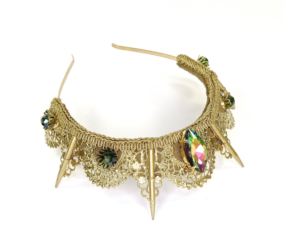 Antoinette Gemstone Filigree Spike Tiara by Loschy Designs | Etsy