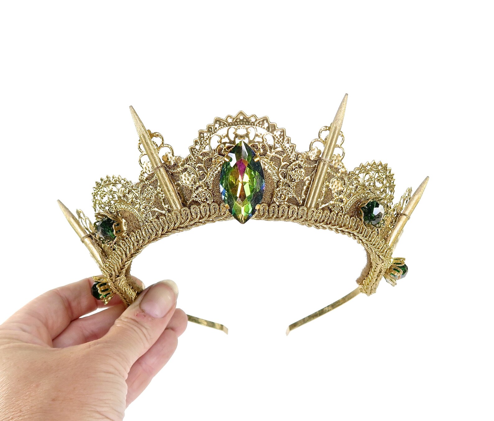 Antoinette Gemstone Filigree Spike Tiara by Loschy Designs | Etsy