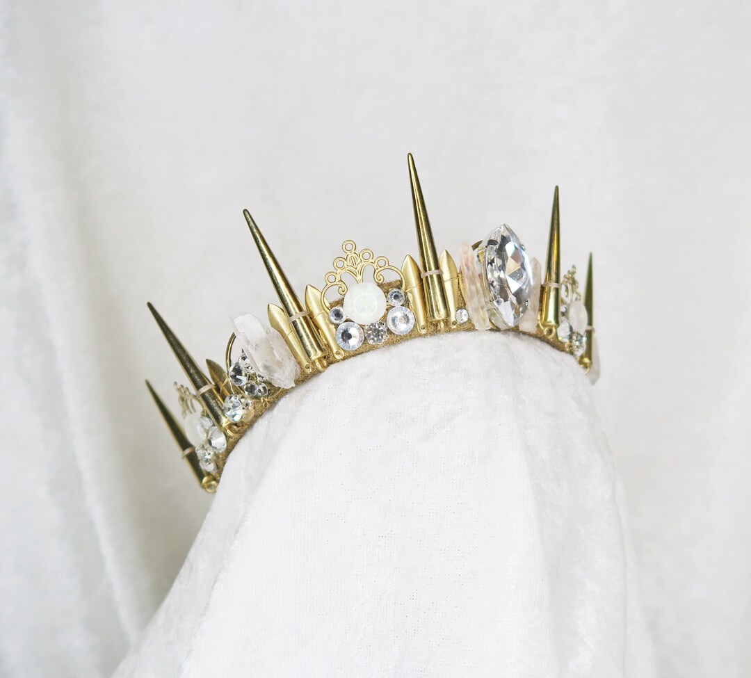 Esmerelda Gold Crown With Quartz Points, Faux Opals and Clear ...