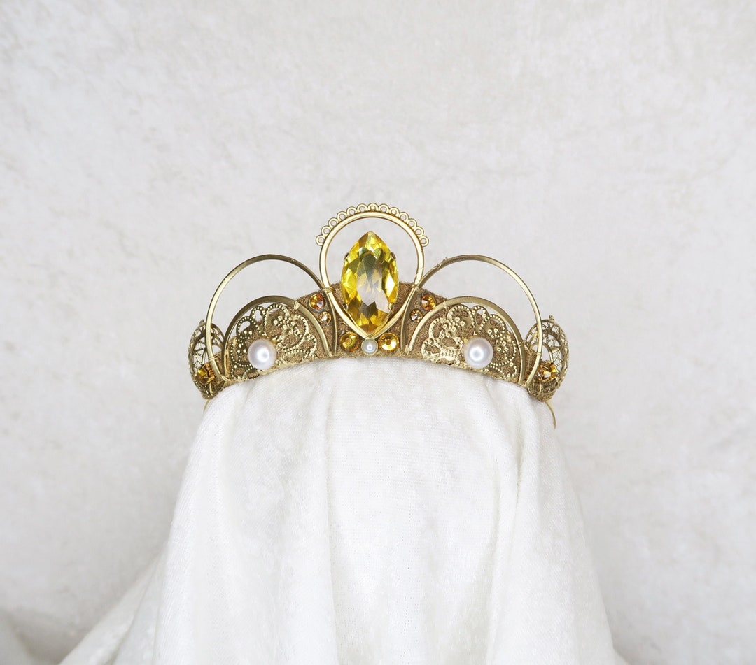 Belle Inspired Crown - Gold With Faux Pearls - MADE TO ORDER, Ready to ...