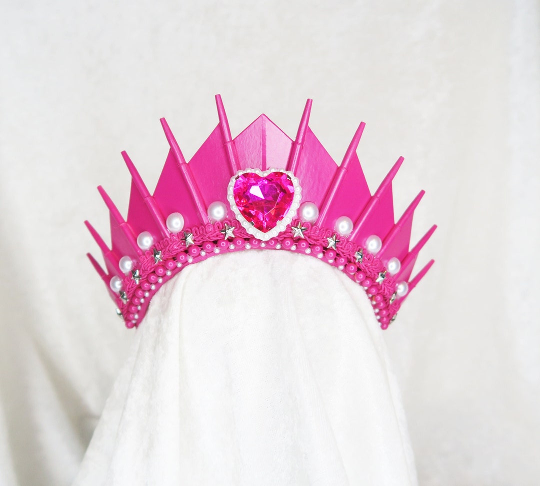 Barbie Pink Blade Crown Hot Pink Crown With Faux Pearl & Silver Star ...