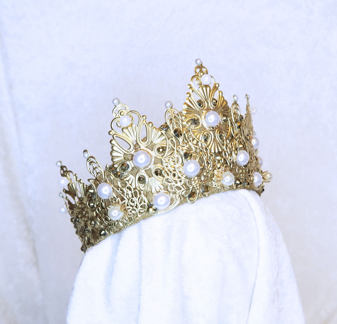 Evil Queen Inspired Crown Gold With Faux Pearls by Loschy Designs READY ...